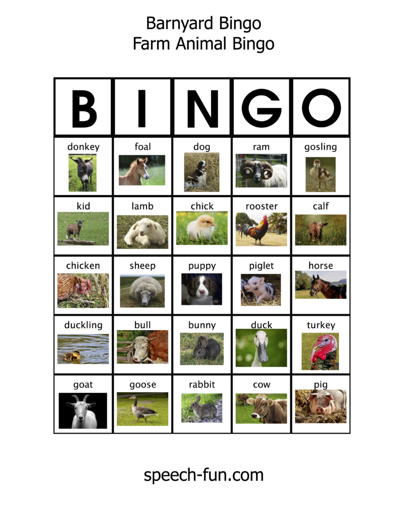 Barnyard Bingo - Speech Kids Calgary
